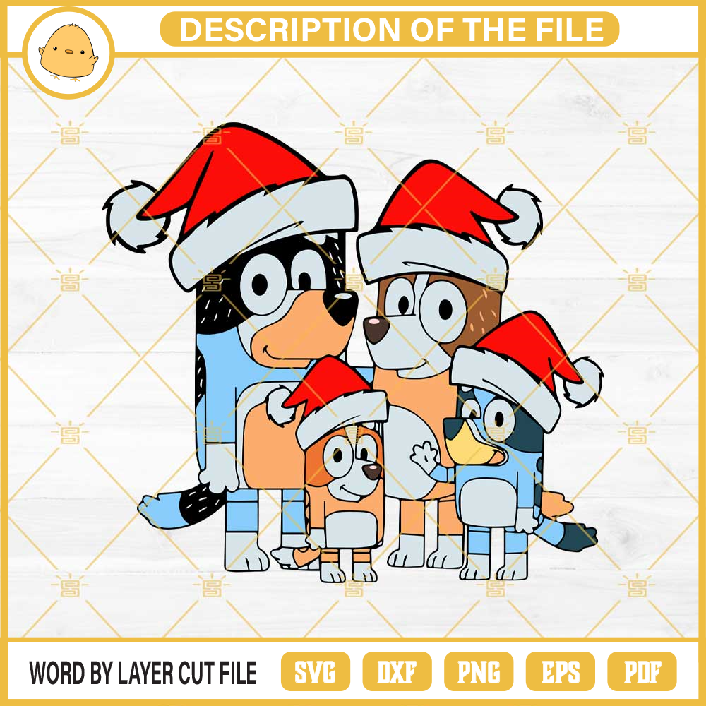 Bluey Family With Santa Hat SVG, Bluey Family Merry Christma | Inspire ...