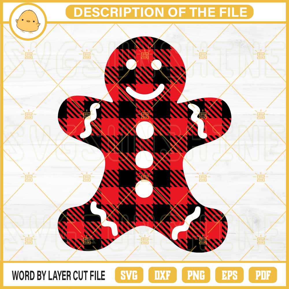 Buffalo Plaid Gingerbread Man SVG, Ginger Man Christmas SVG | Inspire ...