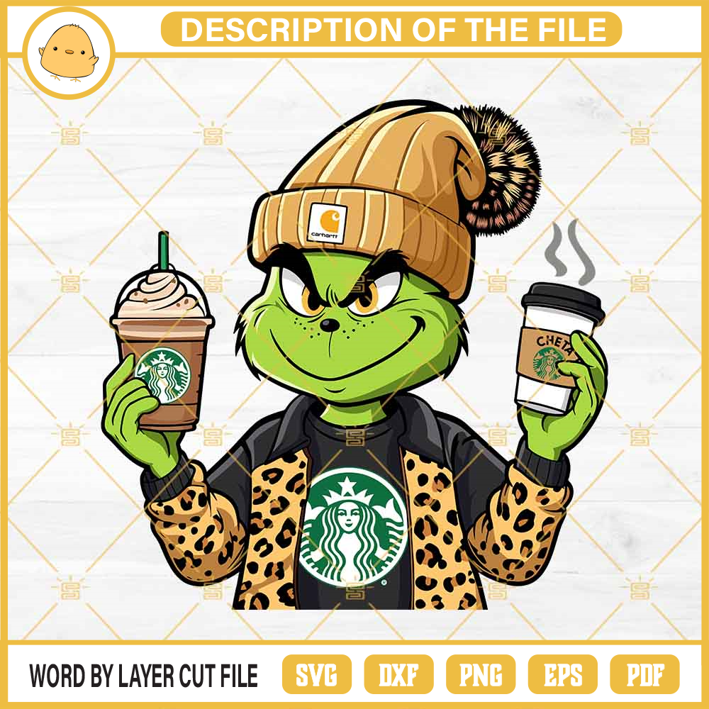 Carhartt Grinch Starbucks Coffee SVG, Bougie Grinch Leopard | Inspire ...