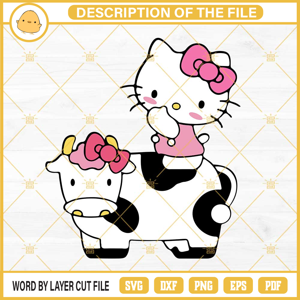 Hello Kitty And Cow SVG EPS PNG DXF688 | Inspire Uplift