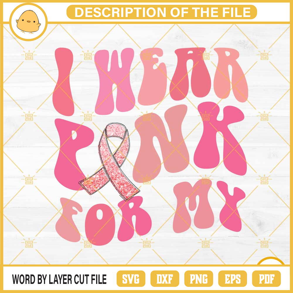 I Wear Pink For My PNG, Pink Glitter Ribbon PNG Download Fil | Inspire ...