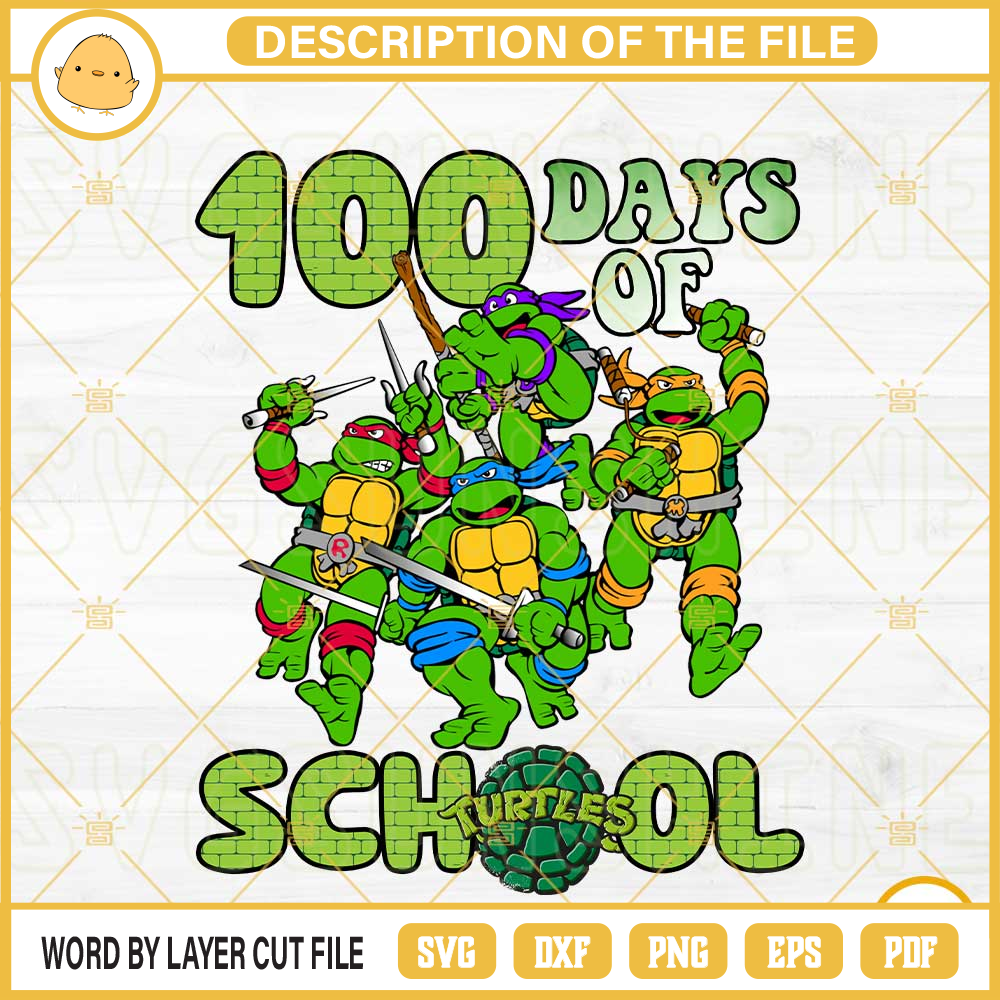 Ninja Turtles 100 Days Of School PNG, 100th Day of School PN | Inspire ...