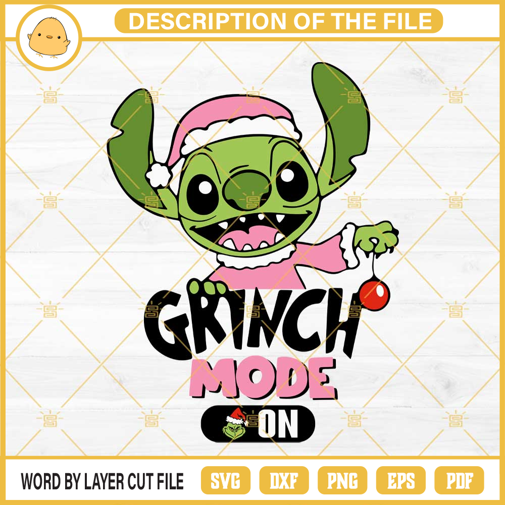 Pink Stitch Grinch Mode On SVG, Stitch Christmas SVG, Stitch | Inspire ...