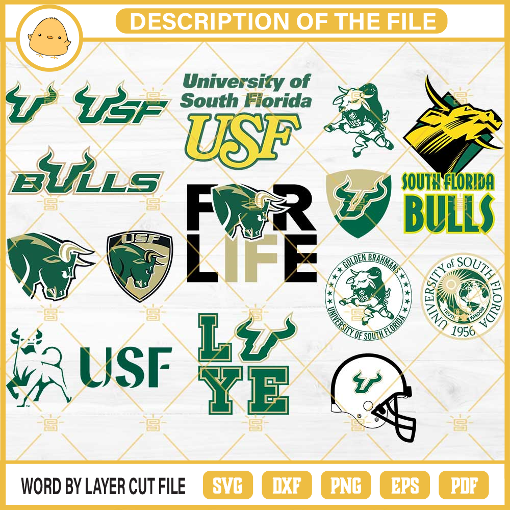 South Florida Bulls Football Designs Bundle SVG EPS PNG DXF1 | Inspire Uplift