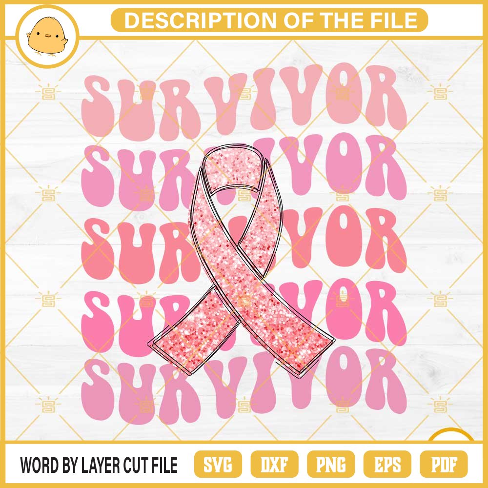 Survivor Pink Glitter Ribbon PNG, Survivor breast cancer rib | Inspire ...