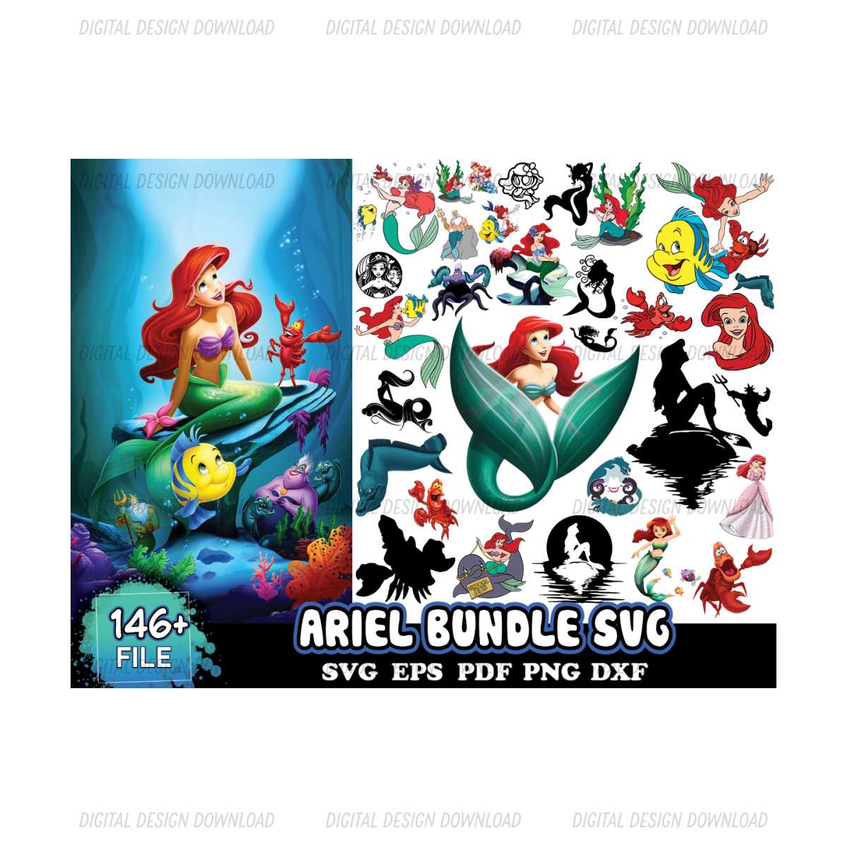 146 Ariel Bundle Svg, Princess Svg, Ariel Svg, Disney Svg | Inspire Uplift