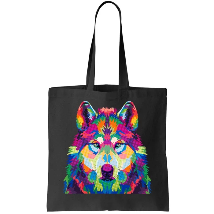 Colorful Abstract Wolf Tote Bag | Inspire Uplift