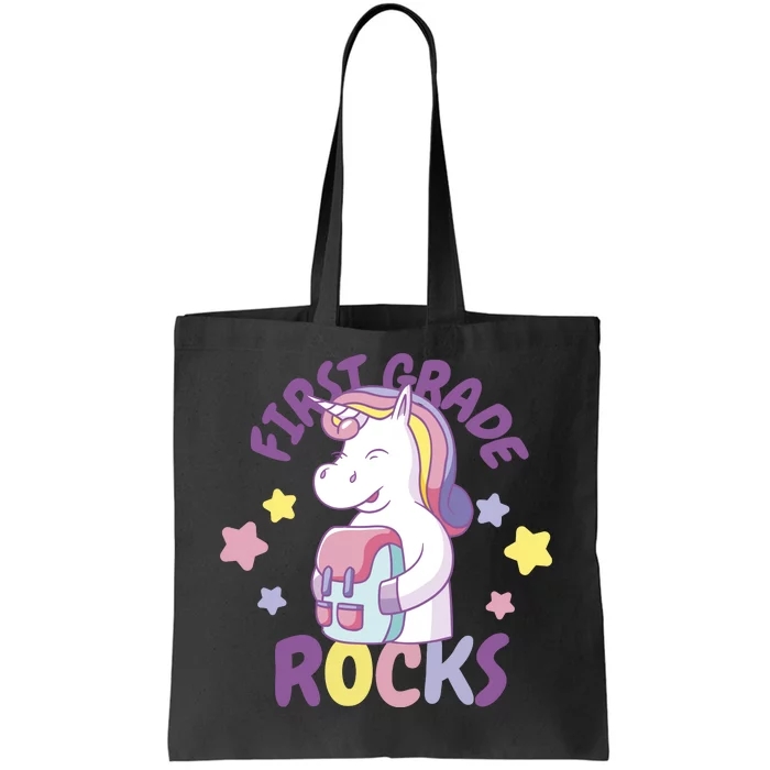 First Grade Rocks Unicorn Back To School Tote Bag | Inspire Uplift