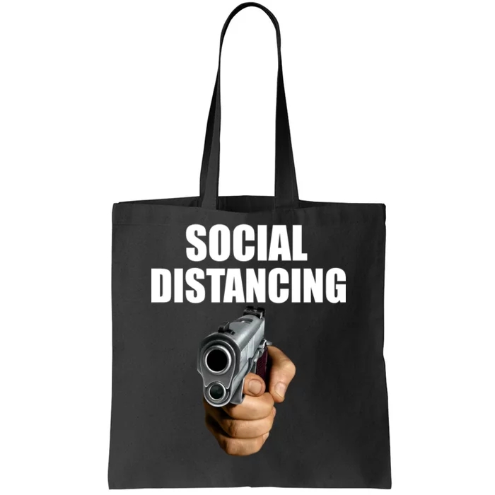 Funny Social Distancing Gun Tote Bag | Inspire Uplift