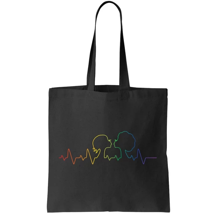 Gay Pride LGBT Lesbian Rainbow Heartbeat Tote Bag - Inspire Uplift