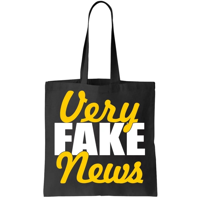 Very Fake News Black And Gold Script Tote Bag | Inspire Uplift