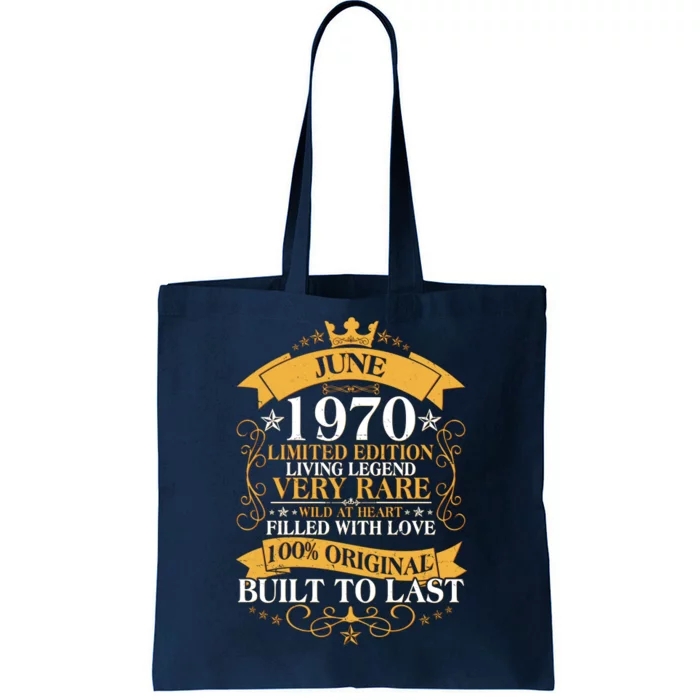 Vintage 1970 Limited Edition June 50th Birthday Tote Bag | Inspire Uplift