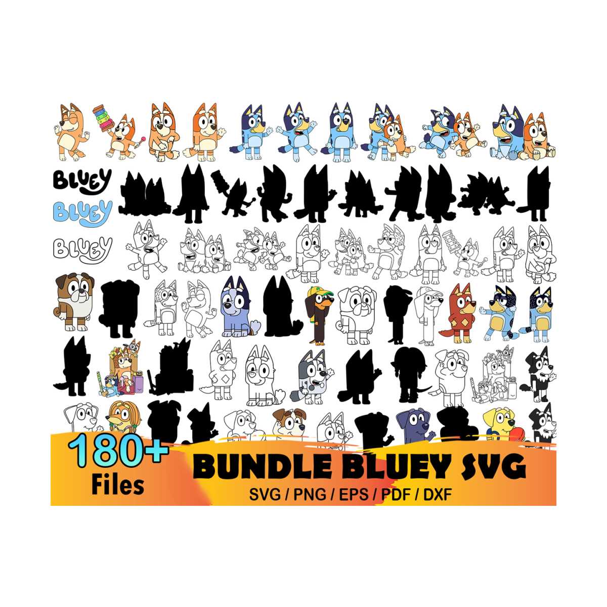 180 Bluey Bundle Svg, Cartoon Svg, Bluey Svg, Bluey Dad Svg | Inspire ...