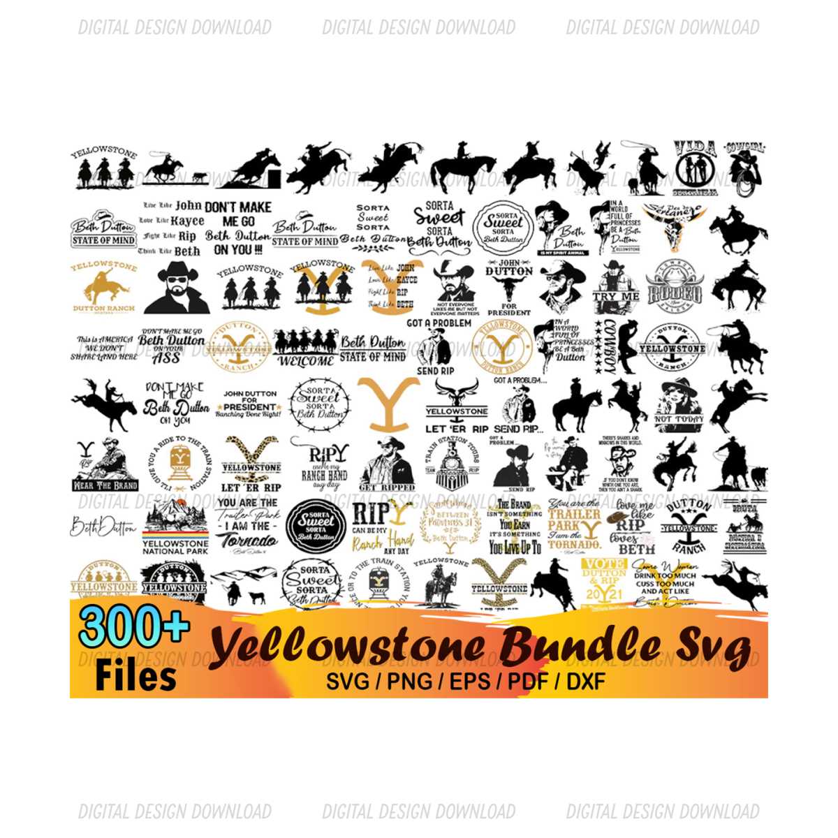 300 Mega Bundle Yellowstone Svg, Yellowstone Symbols - Inspire Uplift