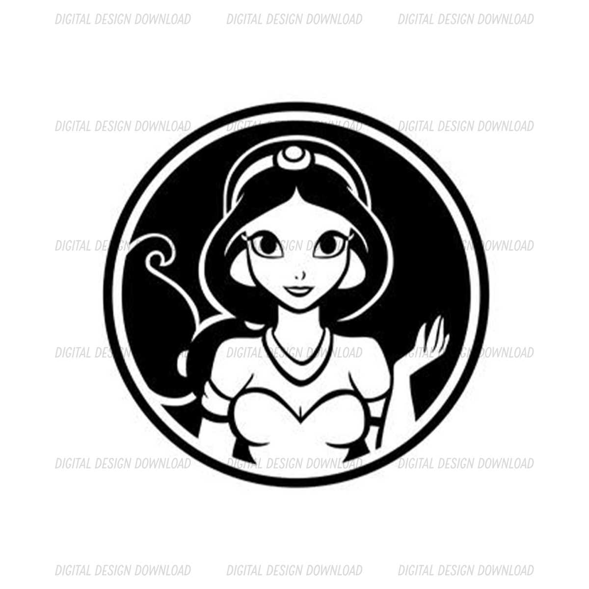 Disney Princess Jasmine Round Logo Vector SVG | Inspire Uplift