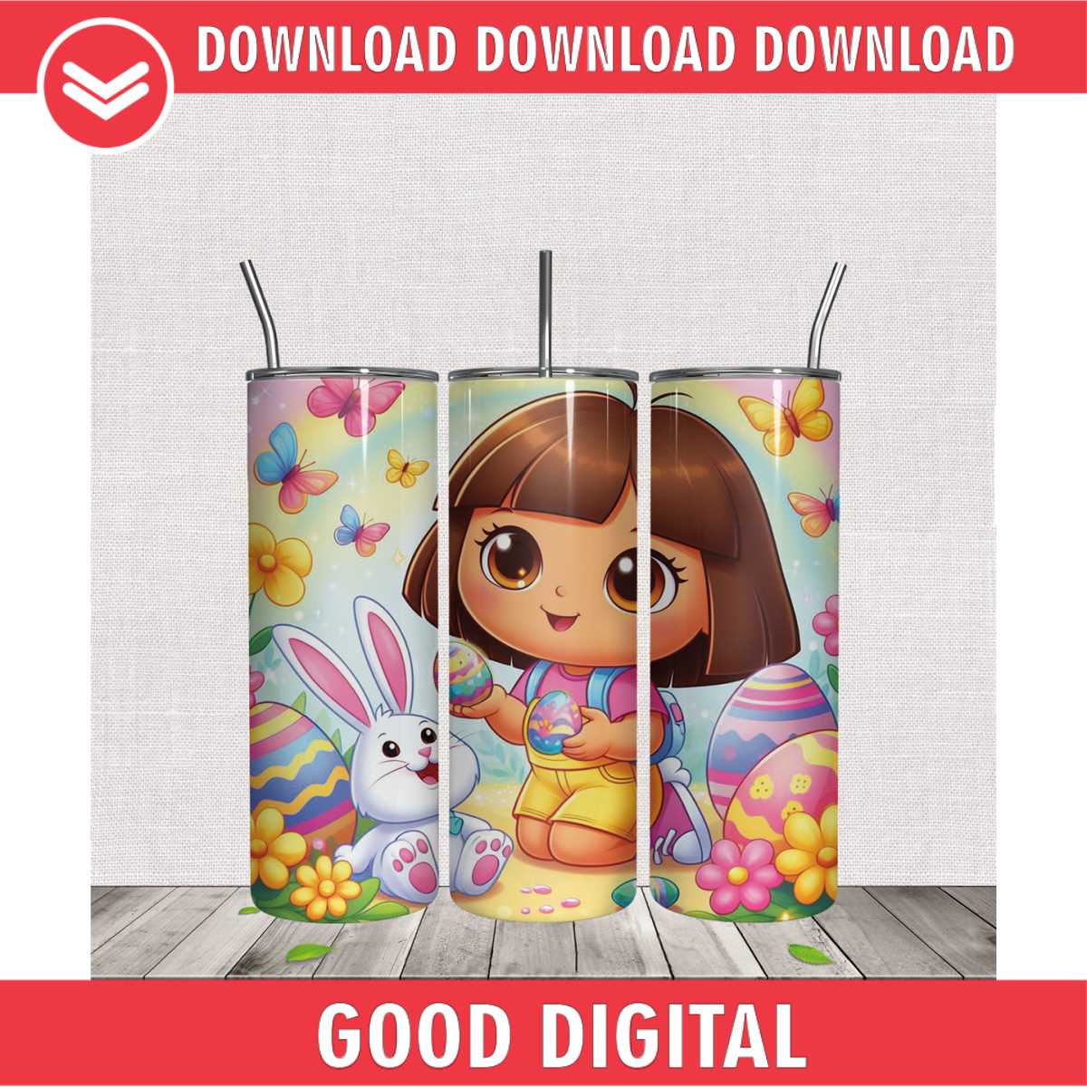 Dora The Explorer Rainbow Easter Tumbler Wrap PNG - Inspire Uplift