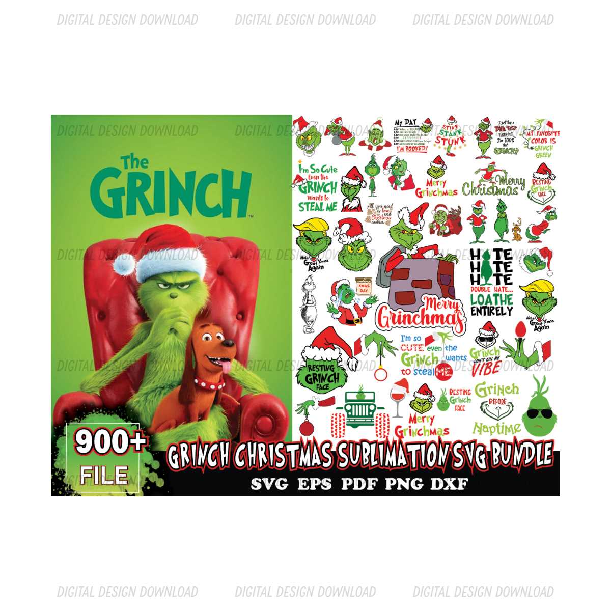 The Grinch 900 Files Svg Bundle, Grinch Christmas Svg Bundle | Inspire Uplift