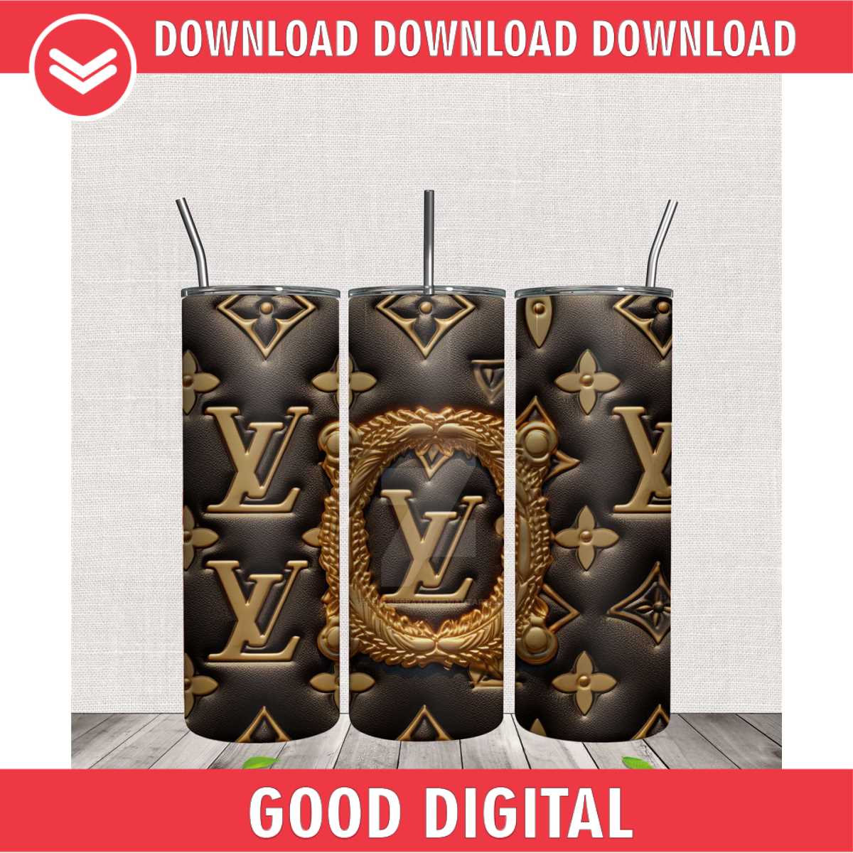 3D Puff Louis Vuitton Logo Idea Tumbler Wrap PNG | Inspire Uplift