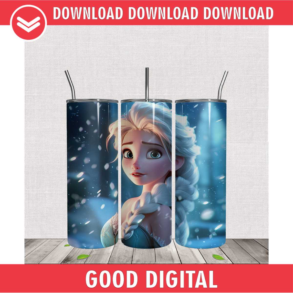 3D Disney Beauty Princess Elsa Tumbler Wrap PNG | Inspire Uplift