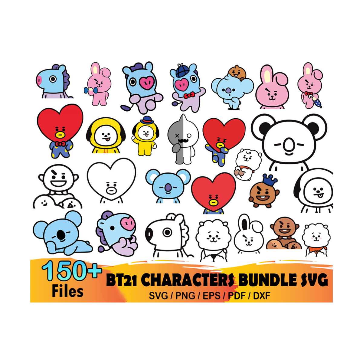 150 BT21 Characters Bundle Svg, BT21 Svg, BT21 Characters Sv | Inspire ...