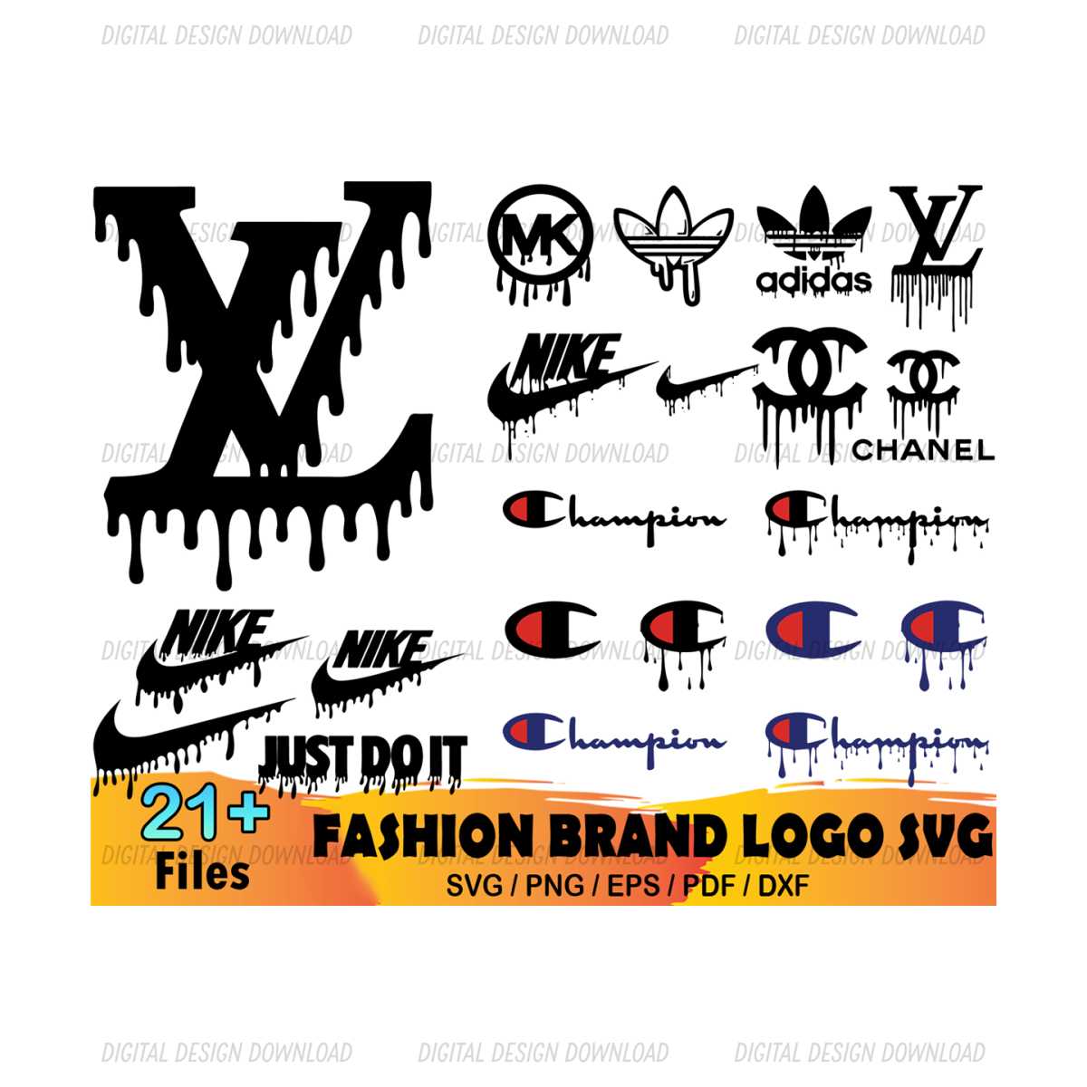 Fashion Brand Dripping Logo Bundle Svg, Louis Vuitton Svg, N | Inspire ...