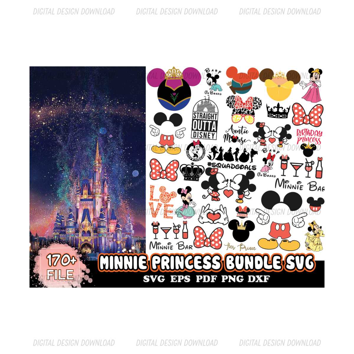 170 Minnie Princess Bundle Svg, Disney Svg, Mouse Svg | Inspire Uplift