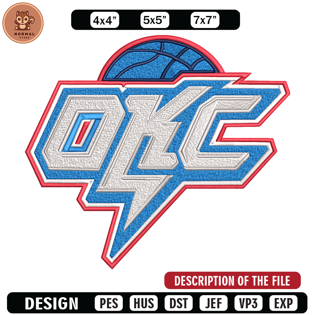 Oklahoma City Thunder logo embroidery design, NBA embroidery | Inspire ...