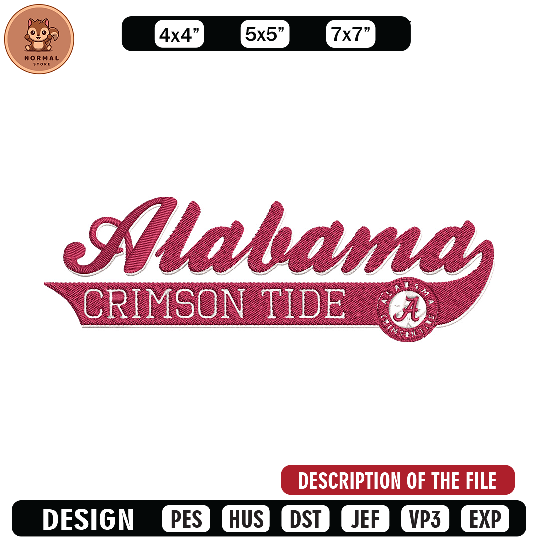 Alabama Crimson logo embroidery design,NCAA embroidery,Sport | Inspire ...