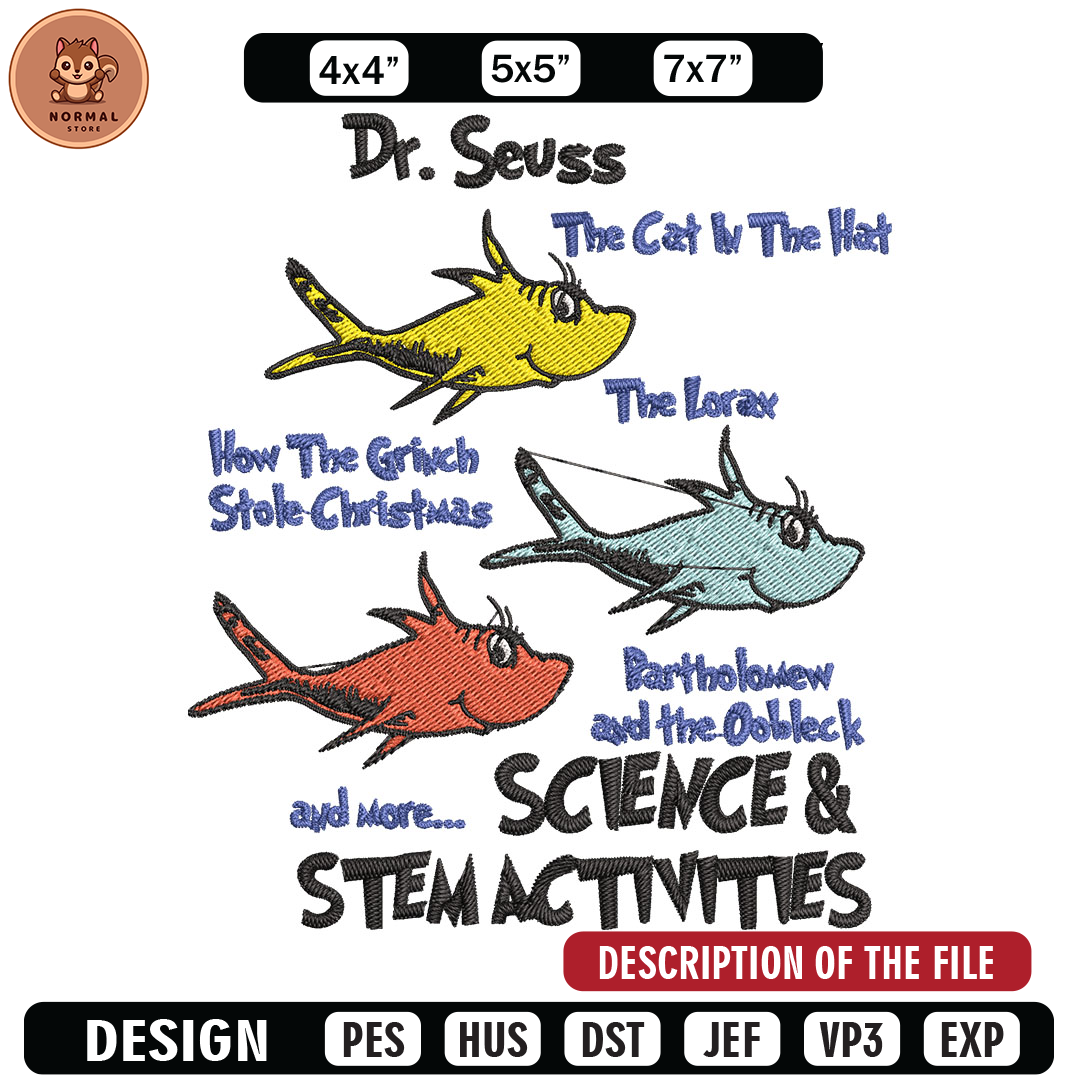Dr Seuss Stem Activities Embroidery Design, Dr Seuss Embroid | Inspire ...