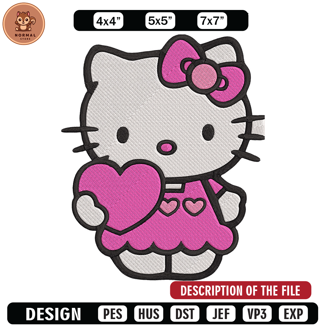 Hello kitty heart Embroidery Design, Hello kitty Embroidery, | Inspire ...