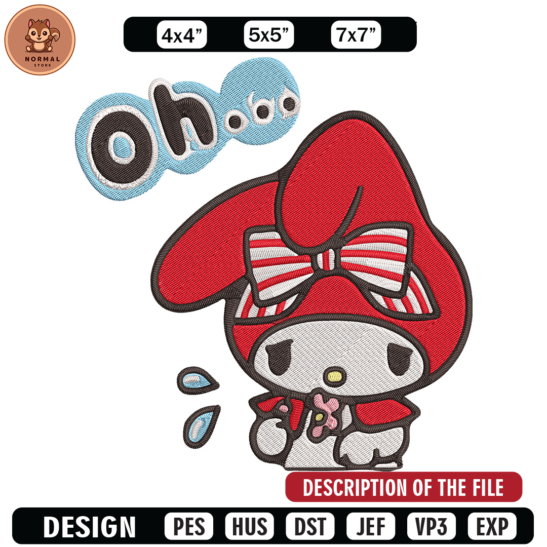 My Melody sad Embroidery Design, Hello kitty Embroidery, Emb - Inspire ...