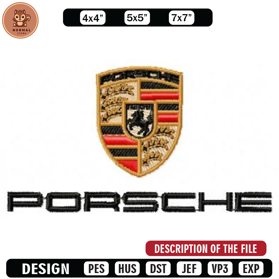Porsche car logo embroidery design, Embroidered shirt, Car E | Inspire ...