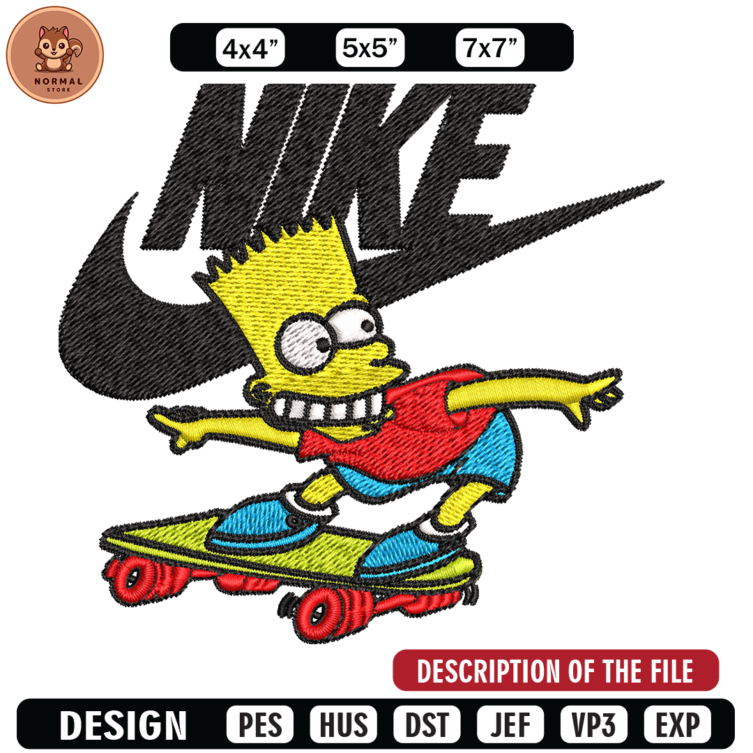 Simpson funny Nike Embroidery design, Simpson cartoon Embroi | Inspire ...