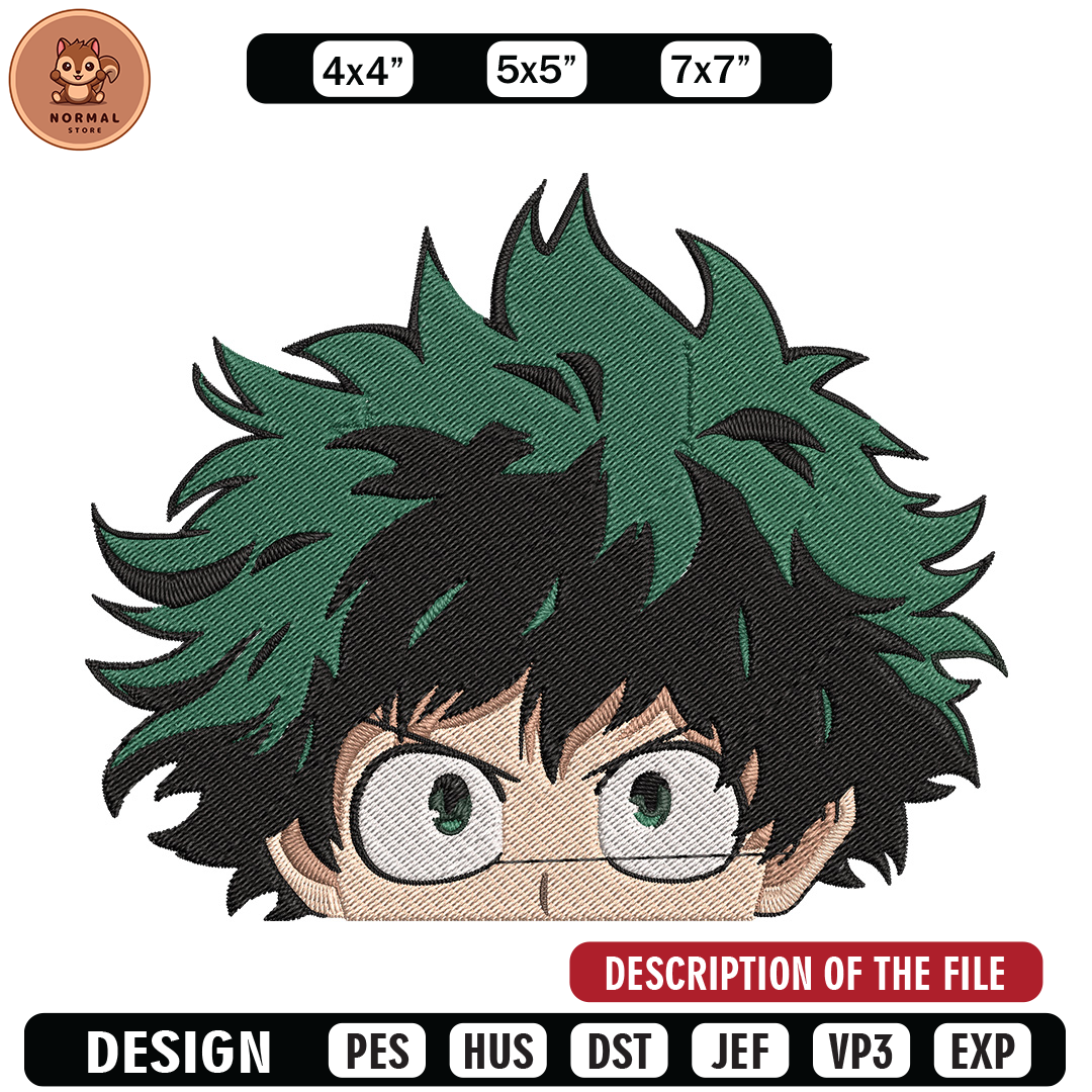 Deku face Embroidery Design, Mha Embroidery, Embroidery File | Inspire ...
