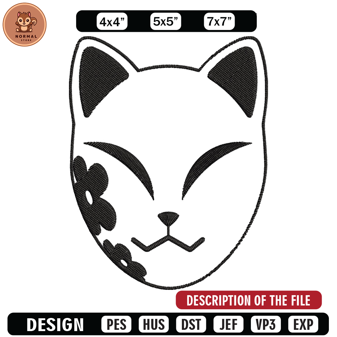 Demon Slayer mask Embroidery Design, Demon slayer Embroidery - Inspire ...
