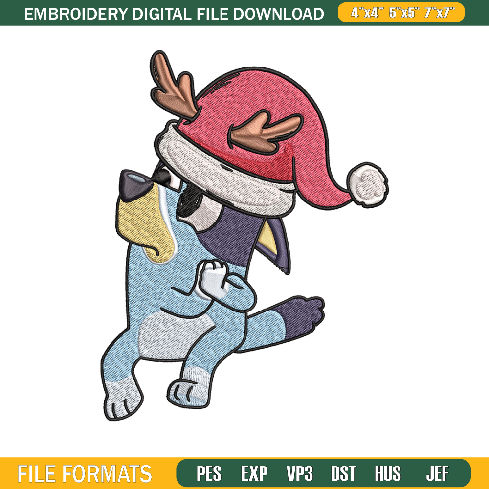 Bluey chrismas Embroidery Design, Bluey Embroidery, Embroide | Inspire ...