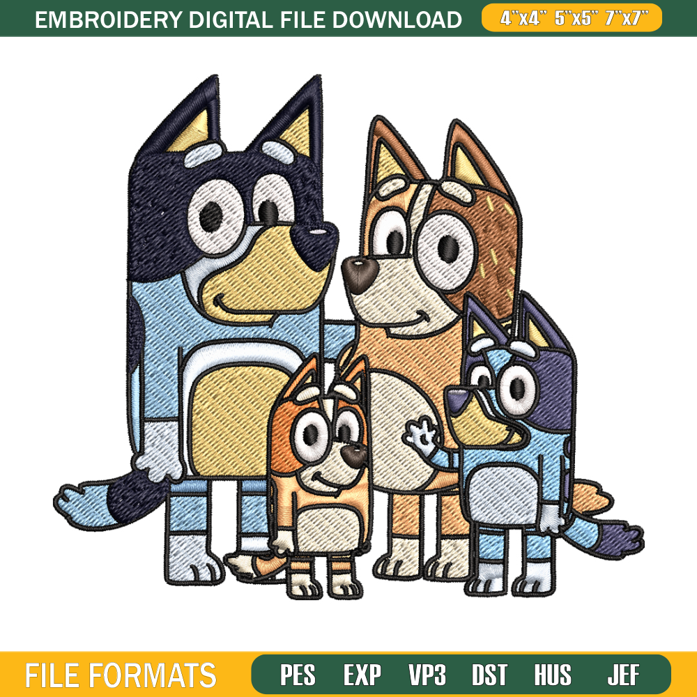 Bluey family embroidery design, Bluey Embroidery, Embroidery - Inspire ...
