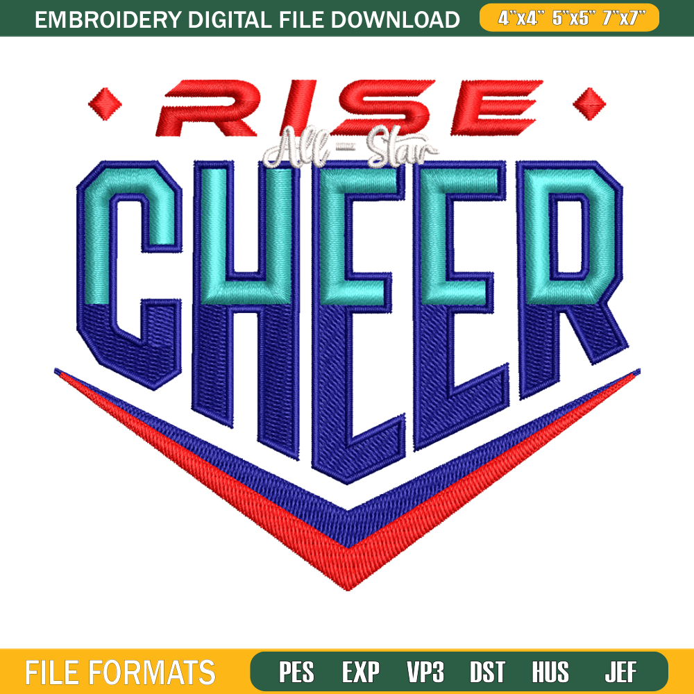 Cheer rise Logo embroidery design, Cheer rise Logo embroider | Inspire ...