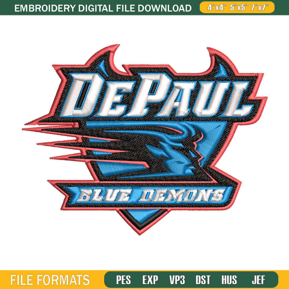 DePaul Blue Demons embroidery design, DePaul Blue Demons emb | Inspire ...