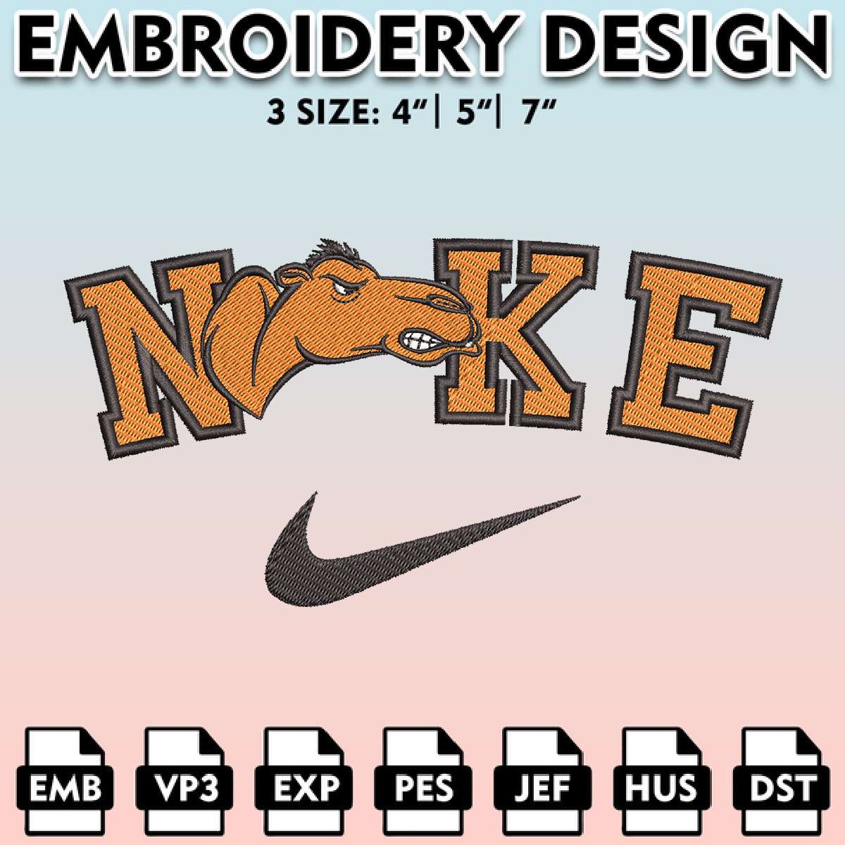 Campbell Fighting Camels, Machine Embroidery Files, Nike Cam | Inspire ...