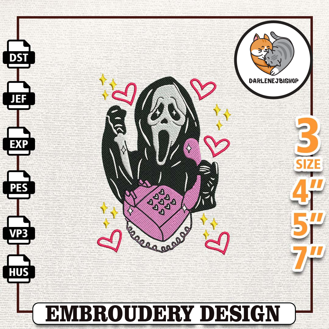 Ghost Face Scream Movie, Scream Ghost Embroidery Design, Sca | Inspire ...