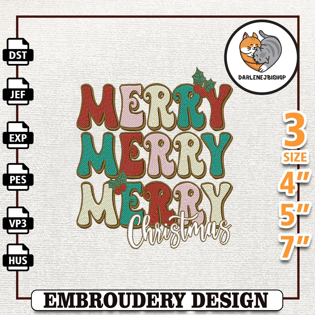 Merry Christmas Embroidery Machine Design, Christmas Embroi | Inspire ...
