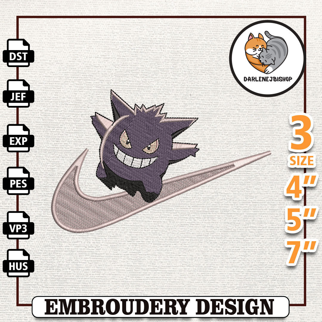 Nike Gengar Anime Embroidery Design, Nike Anime Embroidery D | Inspire ...