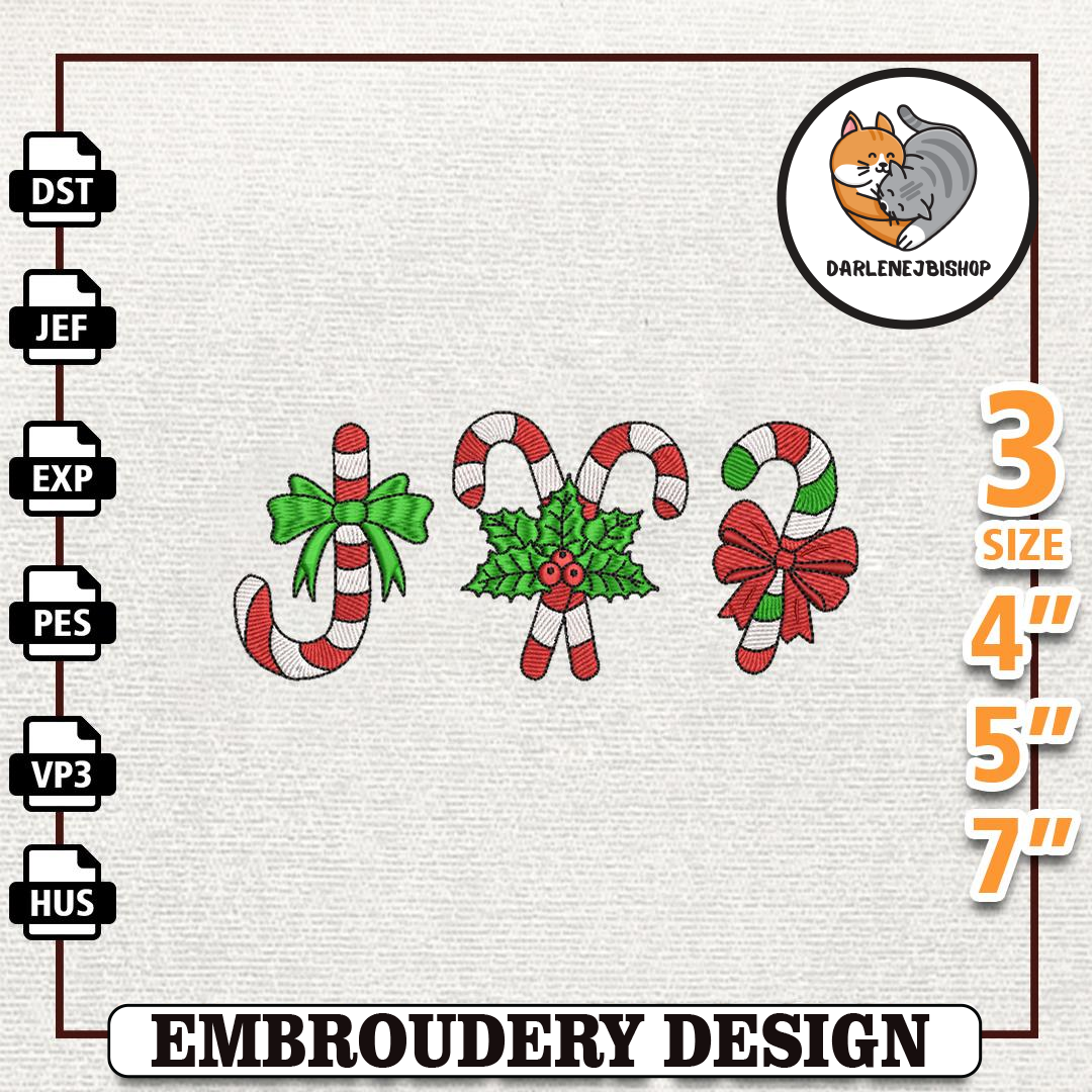 Peppermint Embroidery Machine Design, Christmas Sweets Embro | Inspire ...