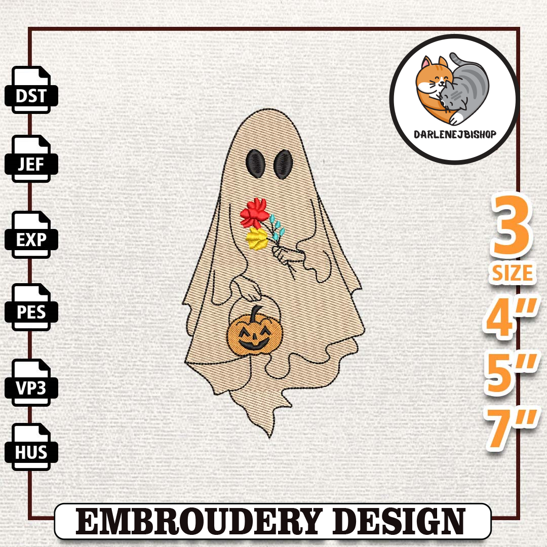 Retro Spooky Embroidery Design, Floral Spooky Embroidery Mac | Inspire ...