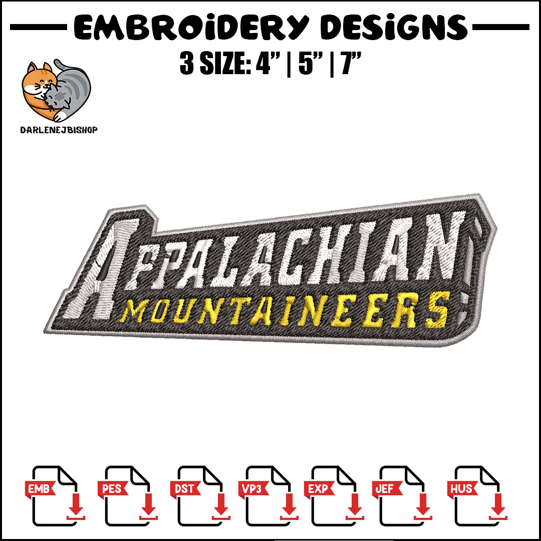 Appalachian State logo embroidery design, NCAA embroidery, E | Inspire ...