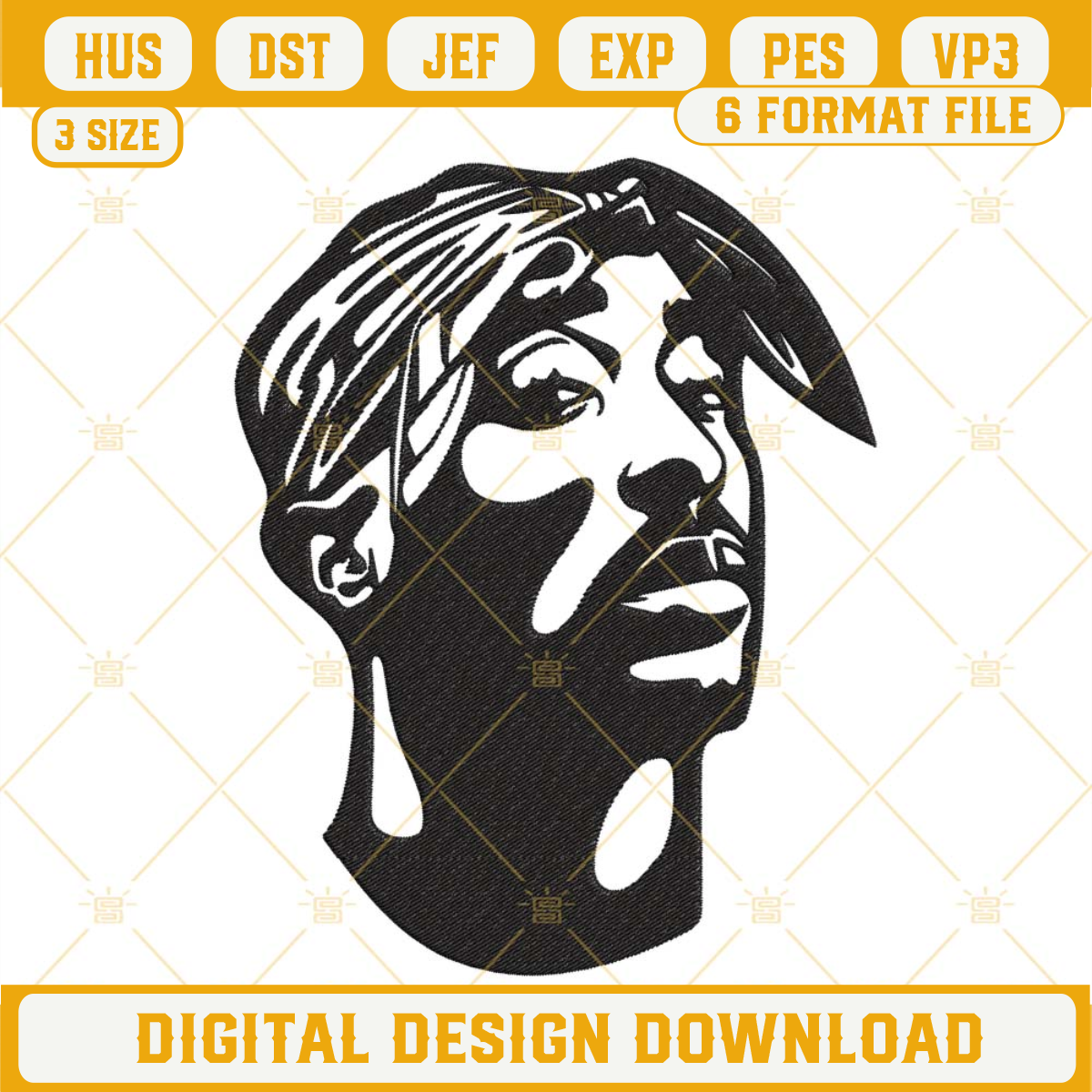 2PAC Embroidery Files, Tupac Shakur Embroidery Designs | Inspire Uplift