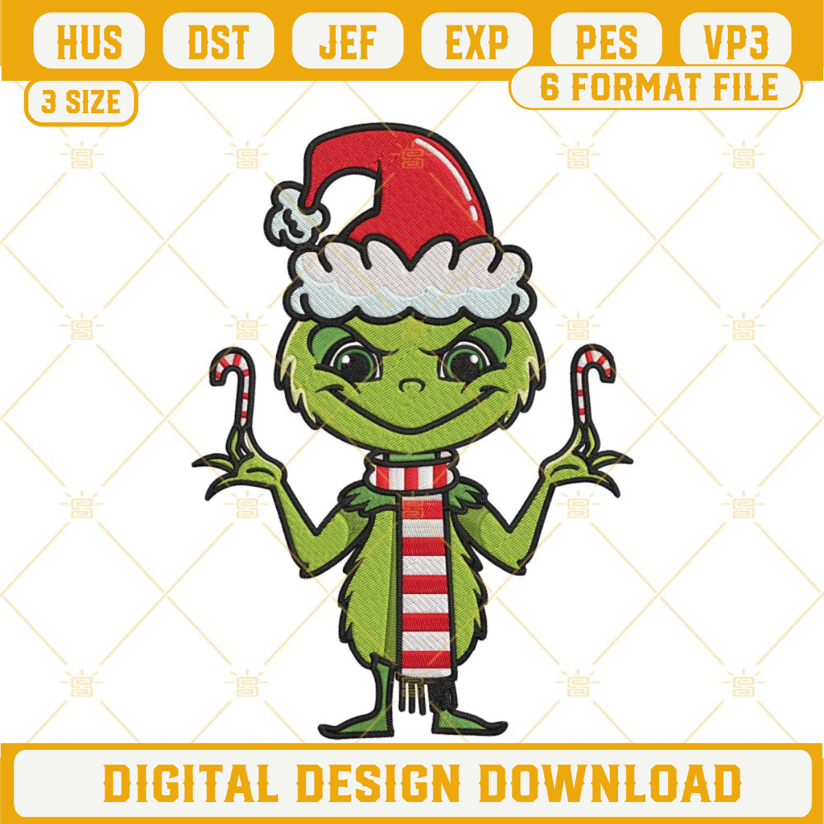 Baby Grinch Embroidery File, Grinch Embroidery Designs | Inspire Uplift