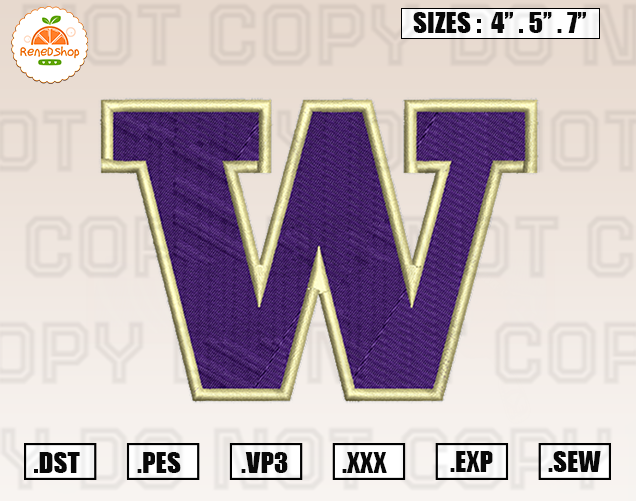Washington Huskies Embroidery File, NCAA Teams Embroidery De - Inspire ...