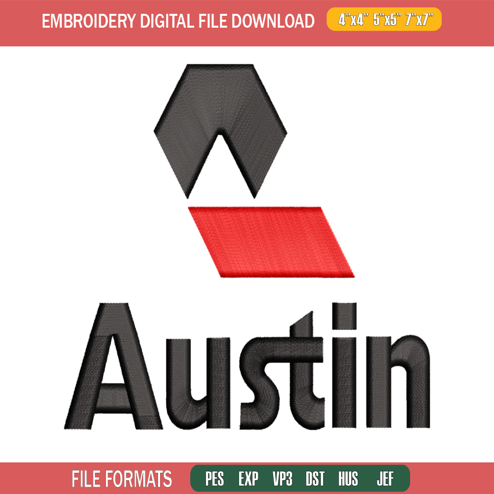 Austin logo embroidery design, Austin logo embroidery, logo | Inspire ...